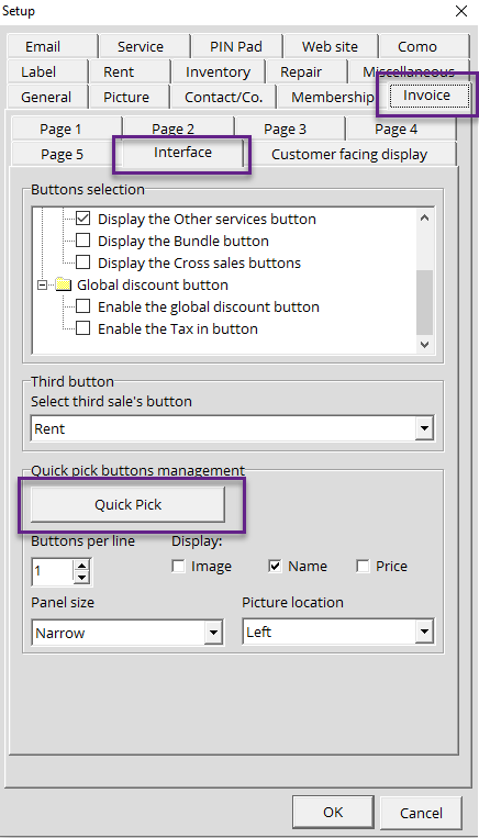Configuring Quick Pick Buttons